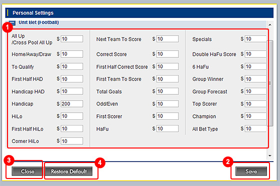 Personal Settings Demo - User Guide - Online Betting Service (eWin ...